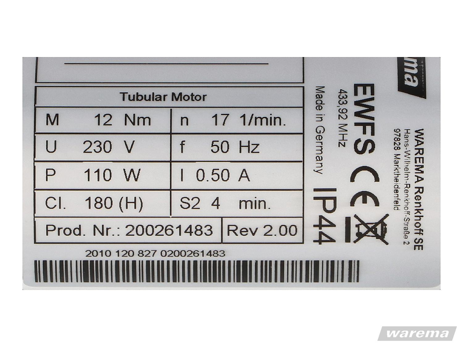 WAREMA W-RT 12/17 EWFS-Funk-Rollladenmotor #617736